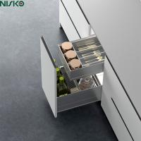 China Pull Out Cutlery Drawer Divider Baskets Adjustable Bottle Spice Racks with Light for sale