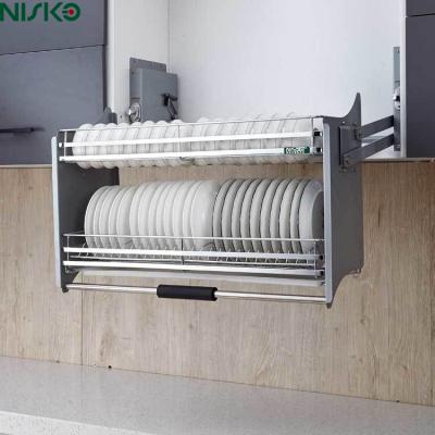 China 2-Tier Pull Down Elevator Basket - 280mm Depth × 550mm Height Stainless Steel Cabinet Storage for Kitchen Organization for sale