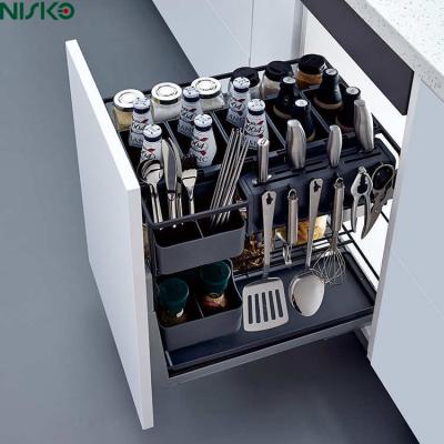 China Kitchen Pull Out Cabinet Cultery Organizer for Spice Wine Bottle Storage for sale