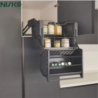 China Two Layer Pull Down Shelf Lift Sliding Pantry Storage Basket - 432mm Depth with Gas Spring Support for Kitchen Cabinets for sale