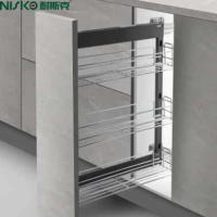 China 3-Tier Sliding Wire Pull Out Bottle Rack Basket Kitchen Drawer Organizer 134-234mm Width for sale