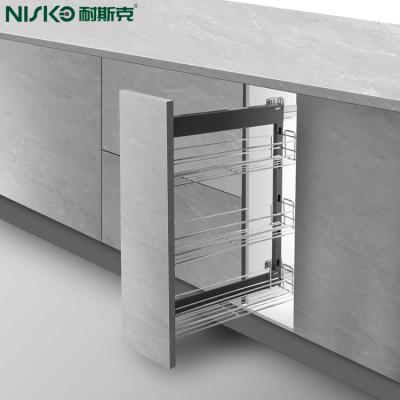 China 3-Tier Sliding Wire Pull Out Bottle Rack Basket Kitchen Drawer Organizer 134-234mm Width for sale