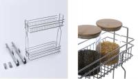 China 2 Tier Stainless Steel Pull Out Wire Basket Drawer for Spice Storage 400mm for sale