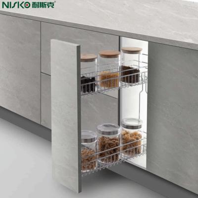 China 2 Tier Stainless Steel Pull Out Wire Basket Drawer for Spice Storage 400mm for sale