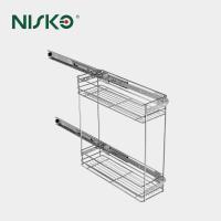 China Double Tier Pull Out Wire Shelving Unit Kitchen Condiment Bottle Storage Rack for sale