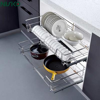 China Dishes Bowl Pull Out Wire Basket Drawer Multifunction With Adjustable Dividers for sale