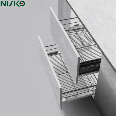 China Multipurpose 2 Tier Pull Out Wire Basket Drawers Cutlery Tray for sale