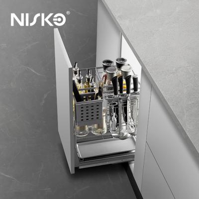 China Multi Purpose Pull Out Basket Wire Cutlery Drawer Dividers 30-45cm Stainless Steel for sale