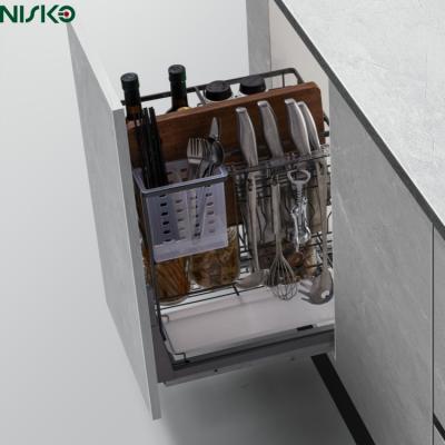 China Multipurpose Kitchen Pull Out Basket Wire Cutlery Bottle Rack Storage 600mm for sale