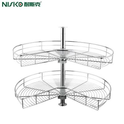 China 270° Rotating Corner Cabinet Storage Rack with 15-20kg Capacity - Stainless Steel Magic Corner Basket for sale