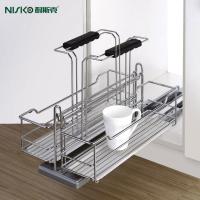 China NISKO 2-Tier Pull Out Under Sink Storage Organizer Stainless Steel Sliding Shelf 400mm for sale