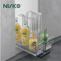 China NISKO 2-Tier Pull Out Under Sink Storage Organizer Stainless Steel Sliding Shelf 400mm for sale
