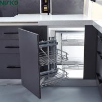 China 2-Shelf Sliding Pull Out Wire Basket for Kitchen Cabinets - 764-964mm Width with Full-Extension Ball-Bearing Slides for sale