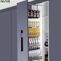 China 5-Tier Stainless Steel Tall Pantry Unit with Ball-Bearing Slides - 240-340mm Width, 1300-2200mm Height for sale