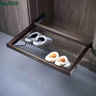 China Aluminum Pull Out Closet Corner Organizer with Soft Closing - 495-795mm Width Options for Shoe Storage for sale
