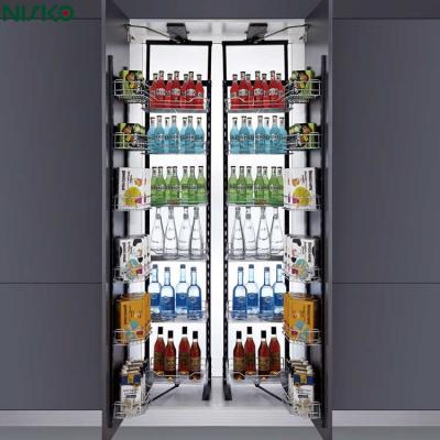 China 6-Tier Pull Out Pantry Wire Tall Unit with 406-556mm Width Options and Full-Extension Slides for Kitchen Organization for sale