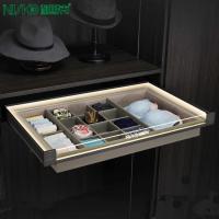 China Pull Out Wardrobe Basket with LED Light for Underwear Bras Scarves Storage Drawer Organization for sale