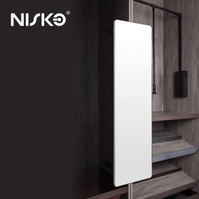 China Spinning Side Swing Door Dressing Mirror Pull Out for Wardrobe - 1000×350mm & 1100×350mm Sizes with 180° Rotation for sale