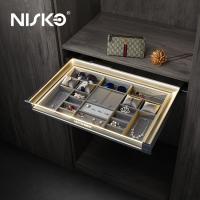 China Pull Out Jewelry Closet Drawer with LED Light 600mm 800mm Cabinet Organizer for sale