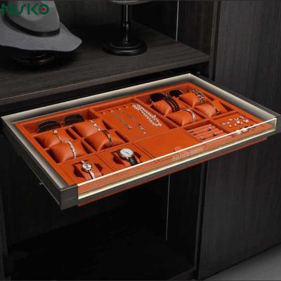 China Pull Out Jewelry Box Closet Wardrobe Drawer 600mm 800mm Leather Lined for sale