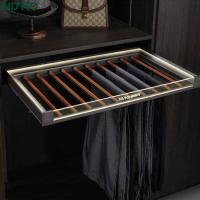 China Light Pull Out Pants Organizer with Glass Shelves - 495-795mm Width, LED Lighting for Wardrobe Storage for sale