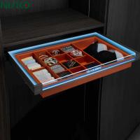 China Pull Out Underwear Wardrobe Storage Drawer 600mm 900mm With LED Light - 75mm Height Multiple Cabinet Sizes for sale