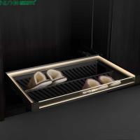 China 2-Tier Pull-Out Shoe Rack with LED Lighting - 495-795mm Width, 12-16 Pair Capacity for sale
