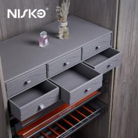 China Pull Out Wardrobe Storage Leather Organizer Box Drawer 760×350×200mm Aluminum Gray Multiple Drawers for sale