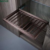 China Aluminum Frame Pull Out Trousers Rack with Soft-Closing Mechanism - 495-795mm Width Options, Holds 9 Pairs for sale