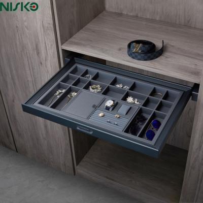 China Wardrobe Jewelry Drawer Organizer with 12-16 Compartments, 495-795mm Width Options & PU Leather Interior for sale