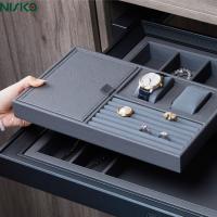 China Wardrobe Jewelry Drawer Organizer with 12-16 Compartments, 495-795mm Width Options & PU Leather Interior for sale
