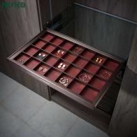 China Hidden Pull Out Jewelry Tray Soft Close 700mm with 24 Velvet Compartments for Wardrobe Organization for sale