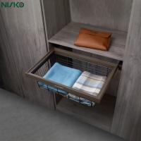 China Pull Out Wardrobe Storage Drawer Wire Basket - 600mm to 900mm Cabinet Width, Aluminum Frame with Ventilated Design for sale