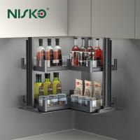 China 4-Tier Smart Vertical Rising Kitchen Cabinet Organizer 554x554x675mm Corner Storage System for sale