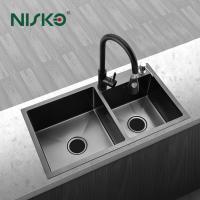 China Custom 304 Stainless Steel Double Bowl Kitchen Sink - 16 Gauge Handmade with 780×430×220mm or 820×450×220mm Sizes for sale