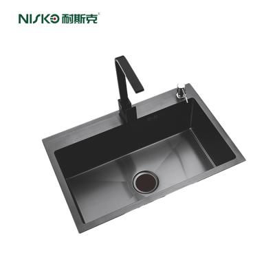 China 16 Gauge 304 Stainless Steel Undermount Single Bowl Kitchen Sink with Pull-Out Spray Faucet - 25