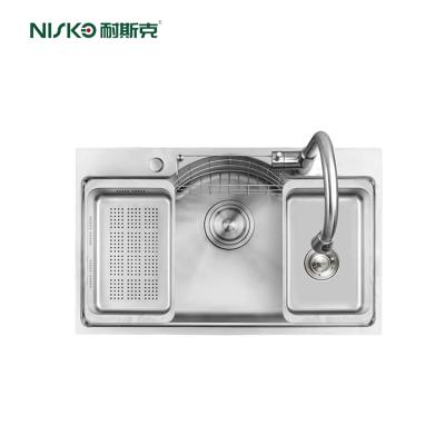 China 16 Gauge 304 Stainless Steel Built-in Single Bowl Kitchen Sink with Spray Faucet - 780×480×220mm Complete Set for sale