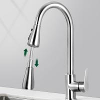 China Brushed Nickel Kitchen Faucet with Copper Core 250mm Height and 360° Swivel Sprayer for sale