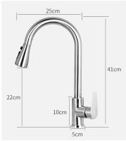 China Brushed Nickel Kitchen Faucet with Copper Core 250mm Height and 360° Swivel Sprayer for sale