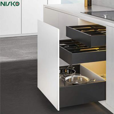 China 13mm Slim Soft-Closing Metal Cabinet Drawer - 45kg Capacity, 100-150mm Width, Cold-Rolled Steel Construction for sale