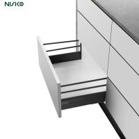 China 185mm Slim Box Soft Close Drawer Slide with Double Round Rod - 25-30kg Load Capacity for Kitchen Cabinets for sale