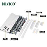 China 185mm Slim Box Soft Close Drawer Slide with Double Round Rod - 25-30kg Load Capacity for Kitchen Cabinets for sale