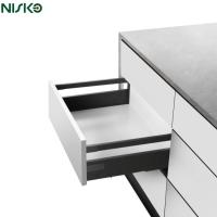 China Soft Close Slim Drawer Box with Single Square Rod Rail - 145mm Height, 25-35kg Load Capacity for Cabinet Systems for sale