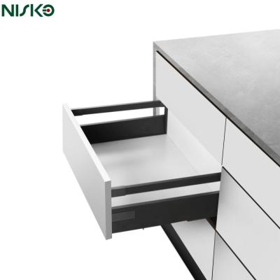 China Soft Close Slim Drawer Box with Single Square Rod Rail - 145mm Height, 25-35kg Load Capacity for Cabinet Systems for sale
