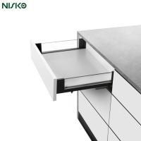 China Soft Closing Slim Box Kitchen Drawer Slides with 30-45kg Load Capacity and 100% Full Extension for 300-500mm Cabinets for sale