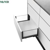 China Soft Closing Slim Box Kitchen Drawer Slides with 30-45kg Load Capacity and 100% Full Extension for 300-500mm Cabinets for sale