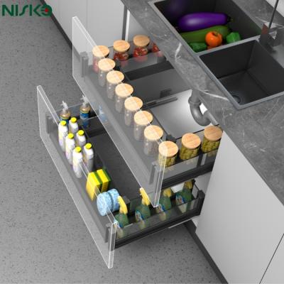 China Double Layers Undermount Smart Sink Kitchen Cabinet Basket Sanitary Storage Solution for sale
