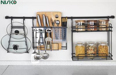 China 110cm Multi Functional Kitchen Wall Mounted Storage Rack with Stainless Steel Construction for Cabinet Organization for sale