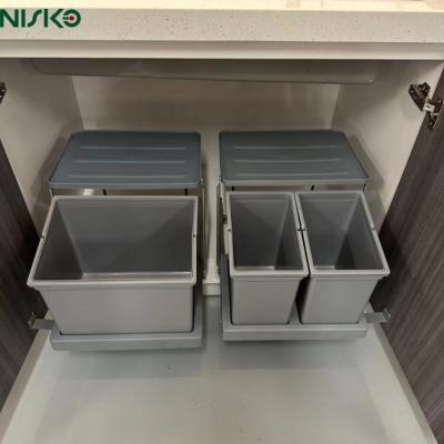 China Double Pull Out Sliding Kitchen Waste Container 10–15L Capacity Under Sink Garbage Bins for sale