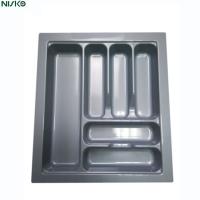China 6 Compartments Plastic Kitchen Cutlery Drawer Organizer 430-480mm Wide Silverware Storage Tray for sale